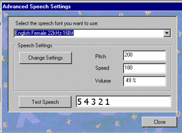 Using the Speech Tab of Configure Mode of RM Talking First Word 4.0